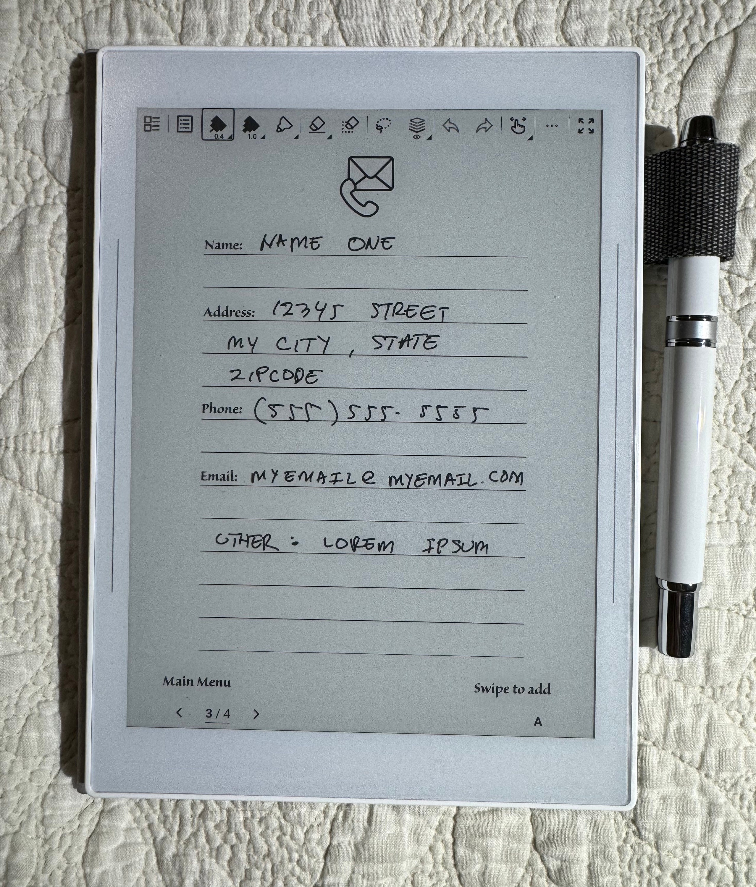 A6 X2 Supernote Nomad Infinite Address Book Organizer Template - Etsy