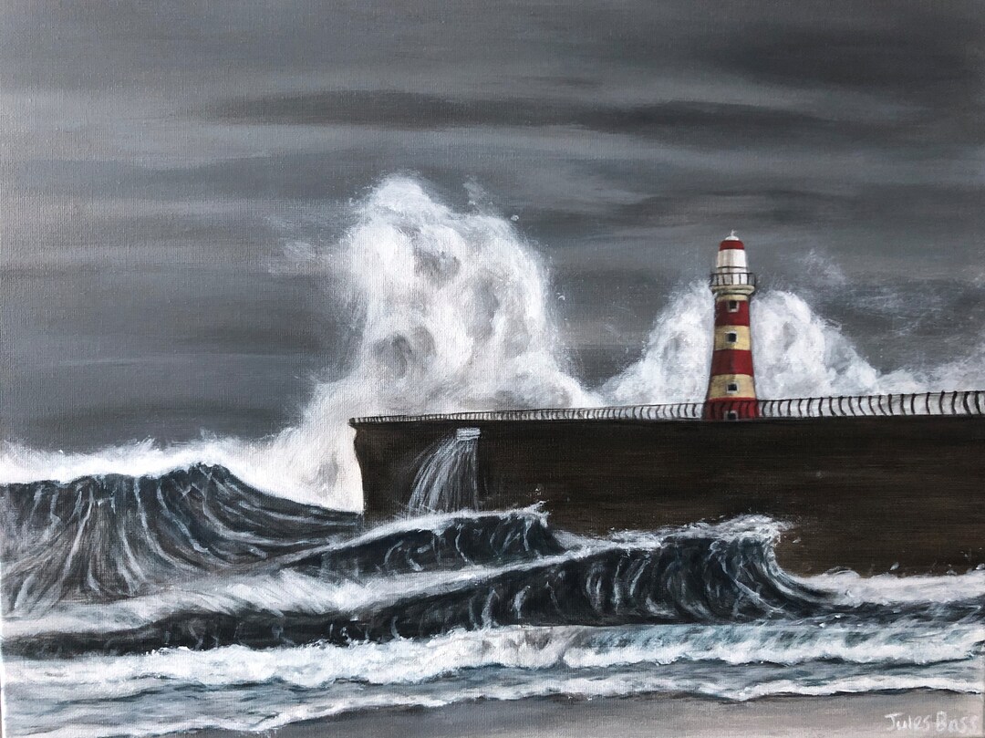 Refractions at Roker, Roker Lighthouse, North Sea, Surf Art, Stormy ...