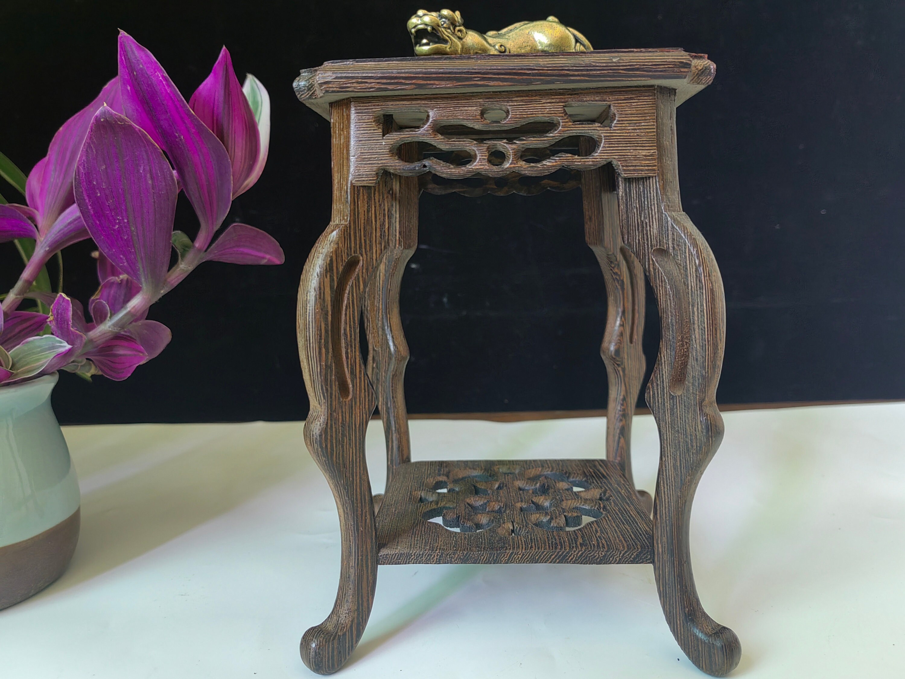 Medium High Leg Solid Wood Display Stand Teak, Hardwood Plinth Base ...