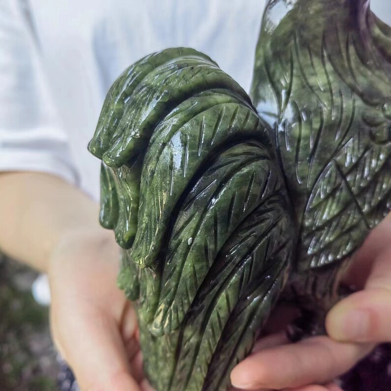 Hand-carved Green Jade Rooster Statue, Gemstone Animal Figurine - Etsy