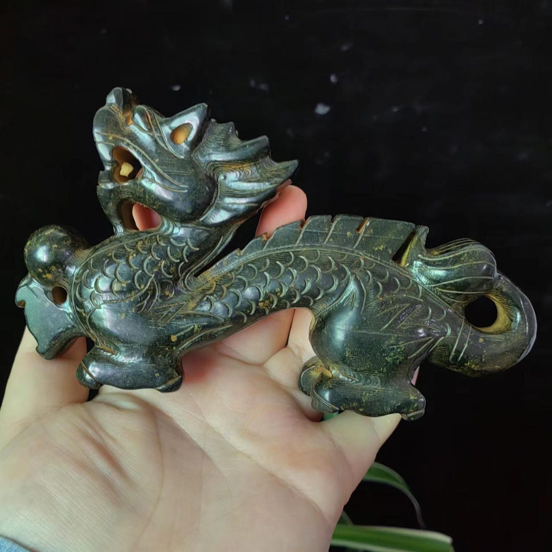 Tibet Meteorite Iron Dragon Ornaments, Blessing Magnet Glaze Bagua Feng ...