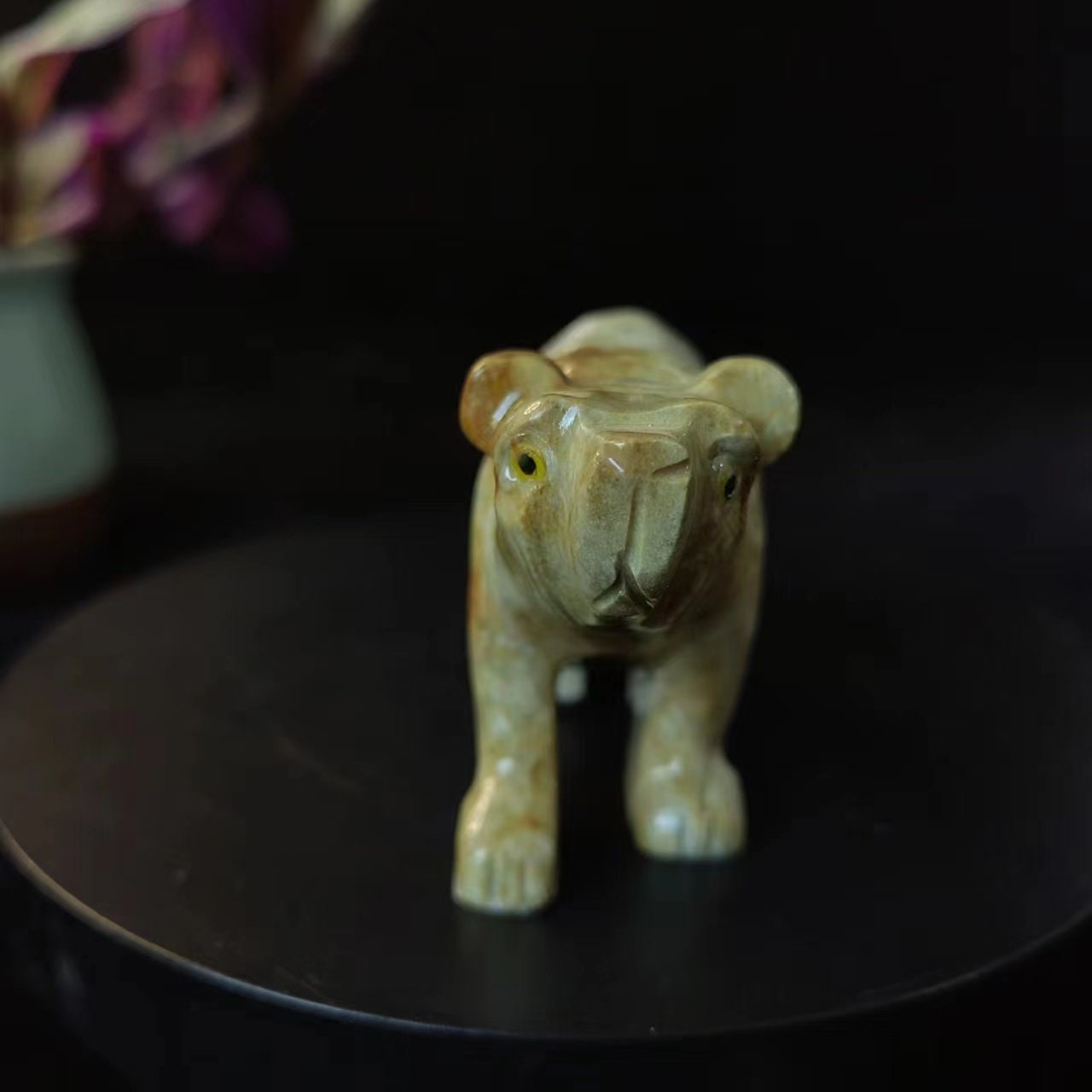 Natural Soap Stone Carved Bear Ornaments Crystal Healing Bear Otamus ...