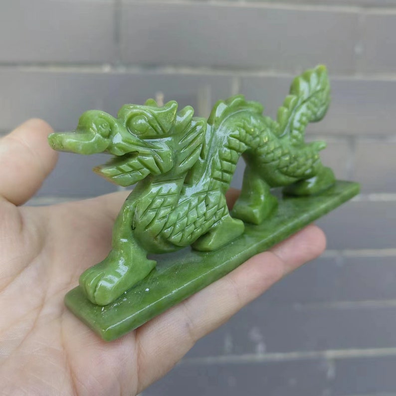 Green Jade Dragon Statue, Chinese Feng Shui Figurine - Etsy