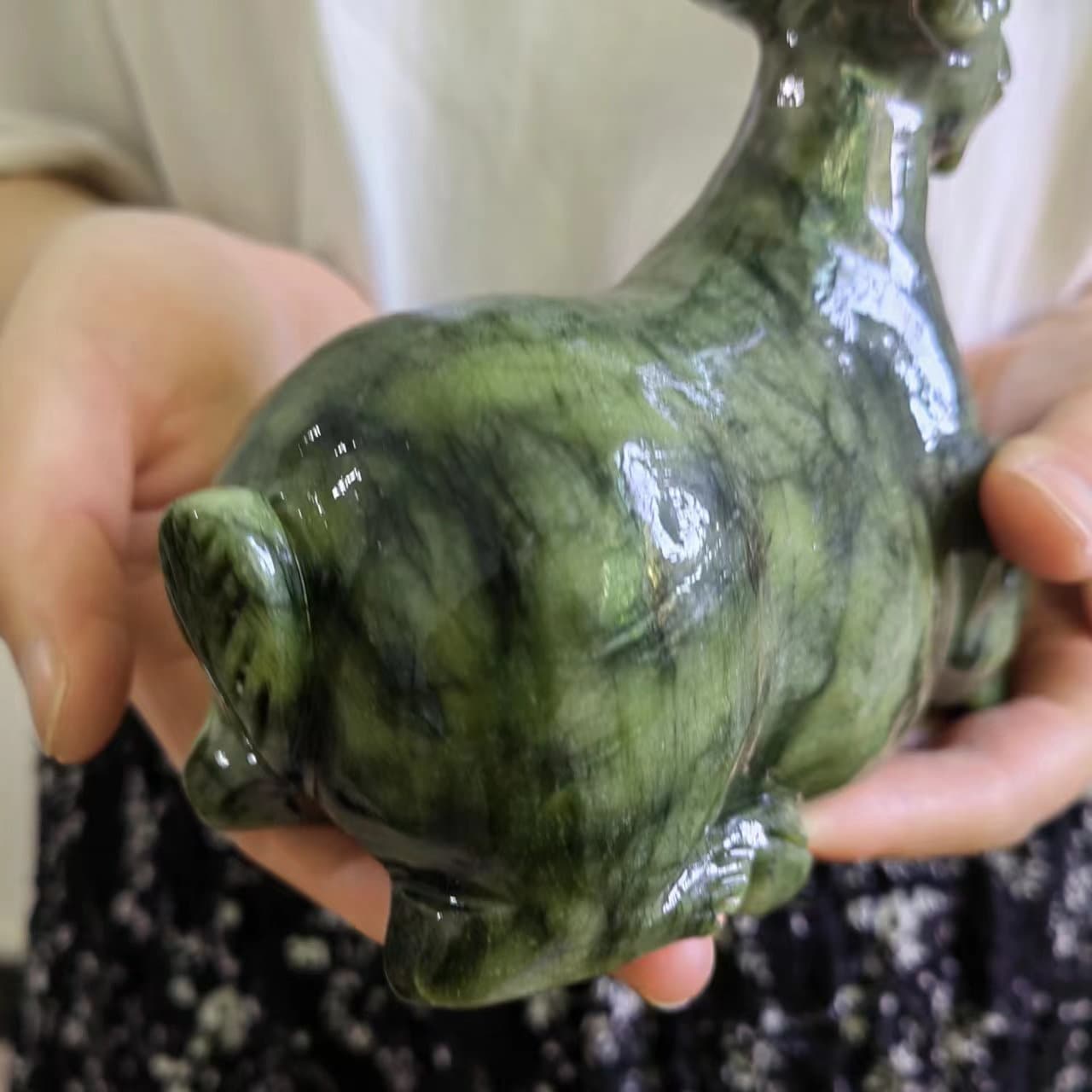 Natural Green Jade Carved 12 Zodiac Year Ram Animal Lucky Sculpture ...