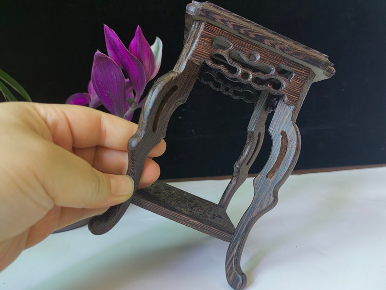 Small High Leg Solid Wood Display Stand Teak, Hardwood Plinth Base ...