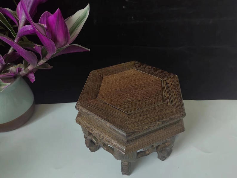 220gram High footed Solid Wood Display Stand Teak Hardwood Plinth Base ...