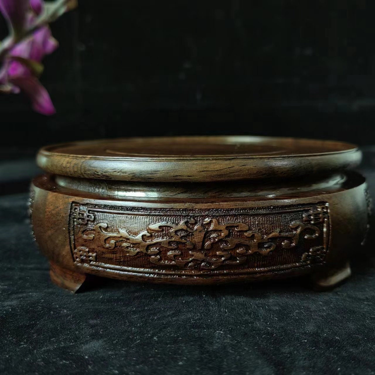 Exquisite Round Solid Wood Display Stand Teak, Hardwood Plinth Base ...