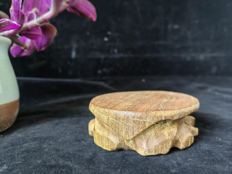 Oval Solid Wood Display Stand Teak Hardwood Plinth Base Trophy Lamp ...