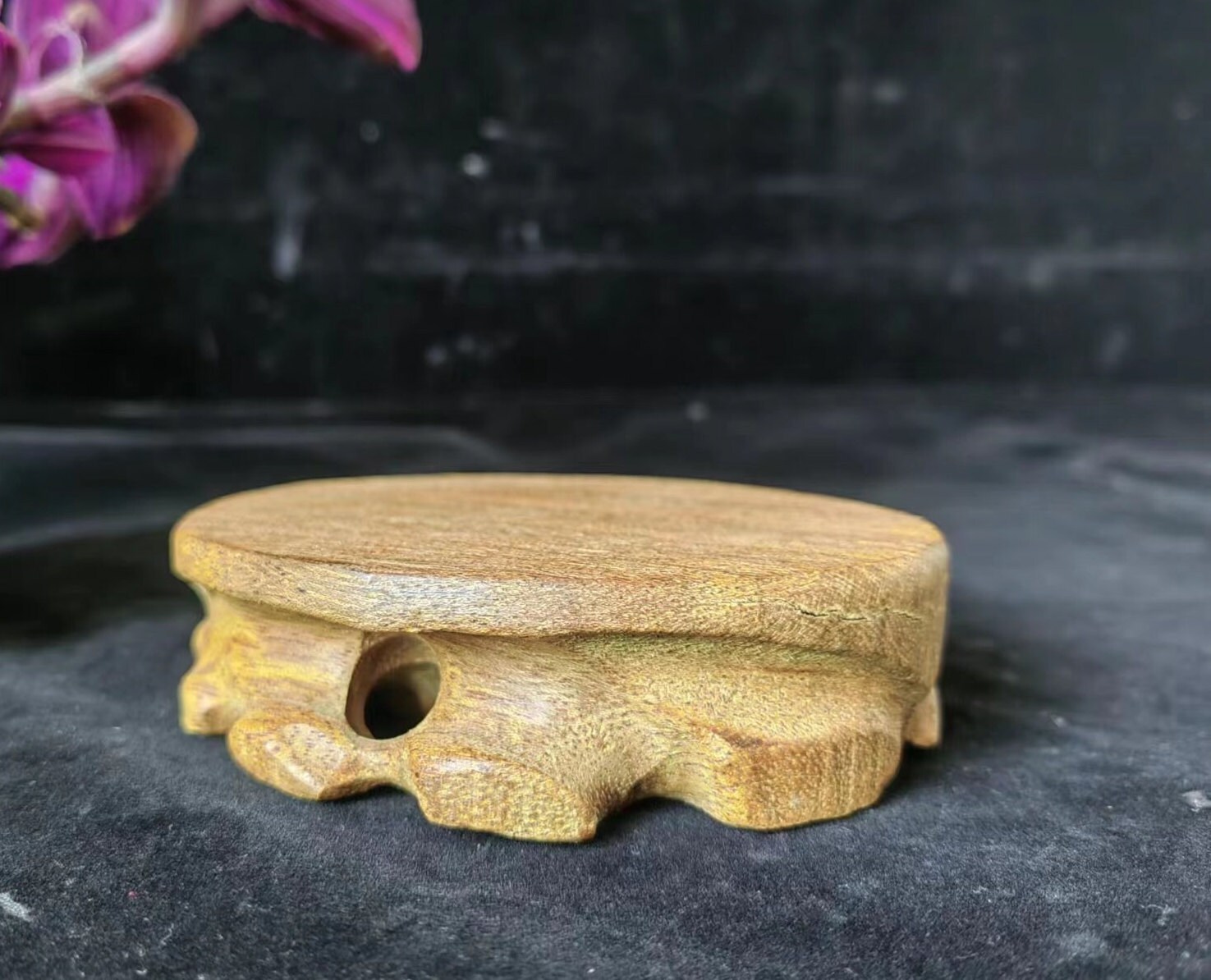 Oval Solid Wood Display Stand Teak Hardwood Plinth Base Trophy Lamp ...