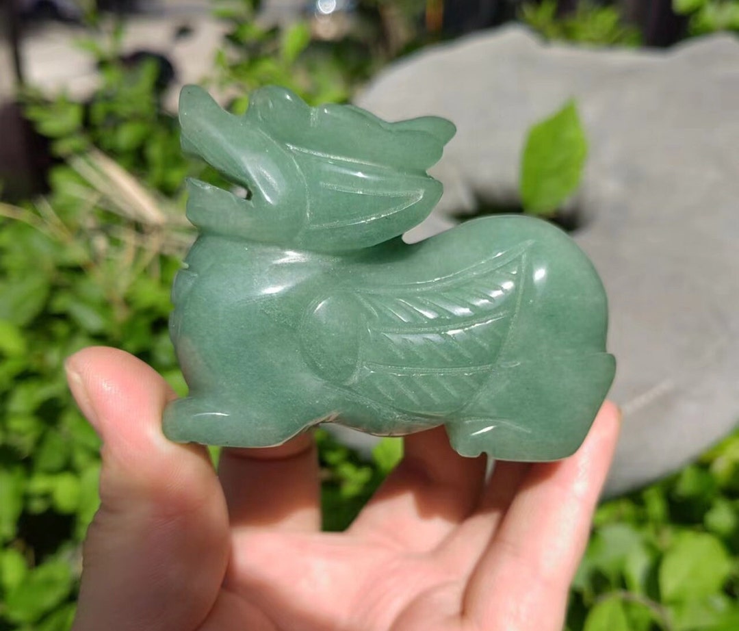 Natural Aventurine Pixiu Green Pi Yao Figurine Decor, Stone Jade Pi Xiu ...