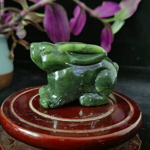 Rare Natural Green Jade Carved 12 Zodiac Year Rabbit Animal Lucky ...