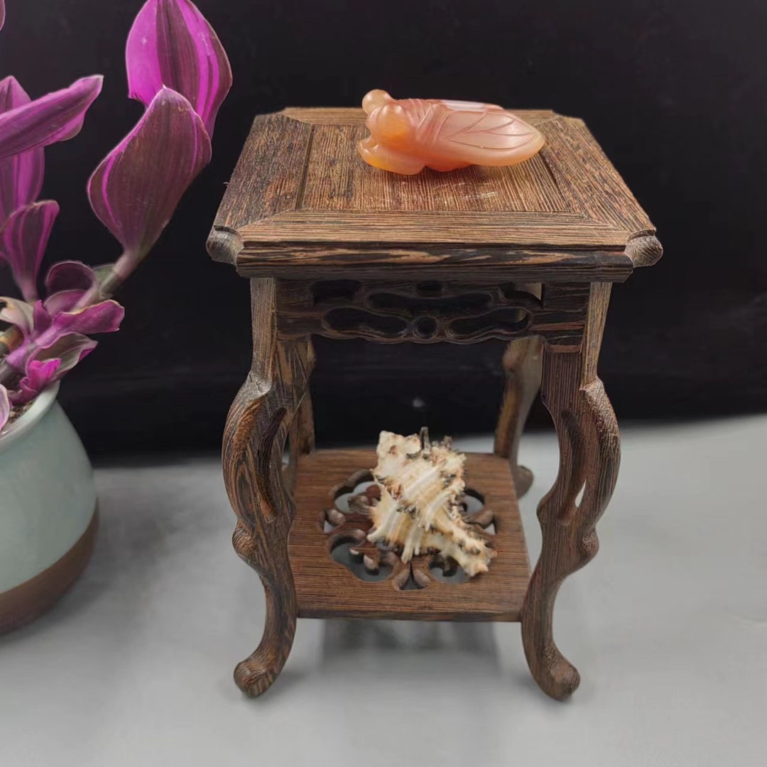 High Leg Solid Wood Display Stand Teak, Hardwood Plinth Base Trophy ...