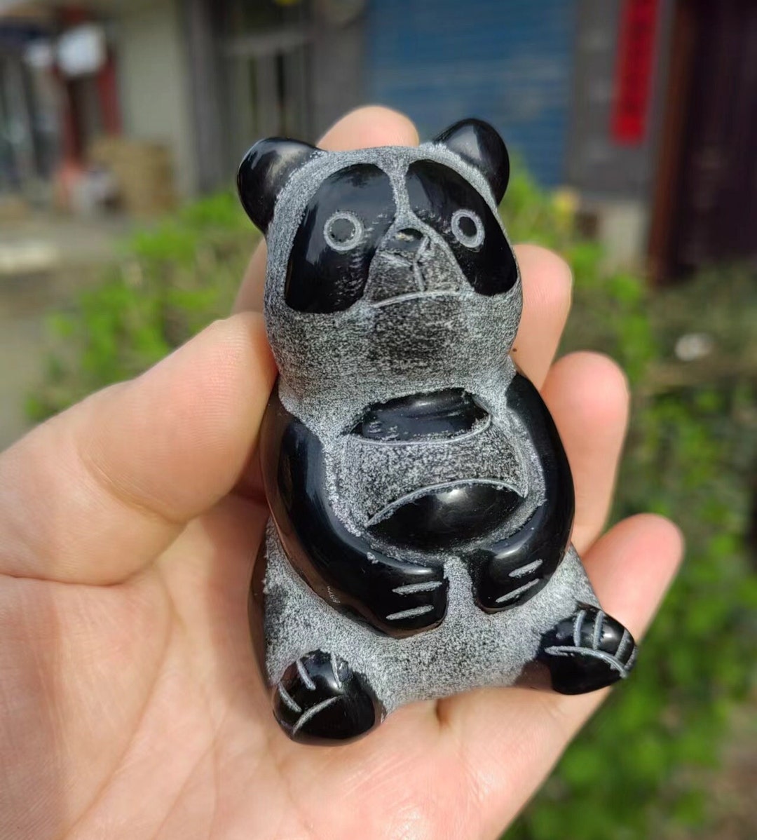 Obsidian Stone Porcelain Cute Panda Sculptures, Cute Statue,fine Fat ...
