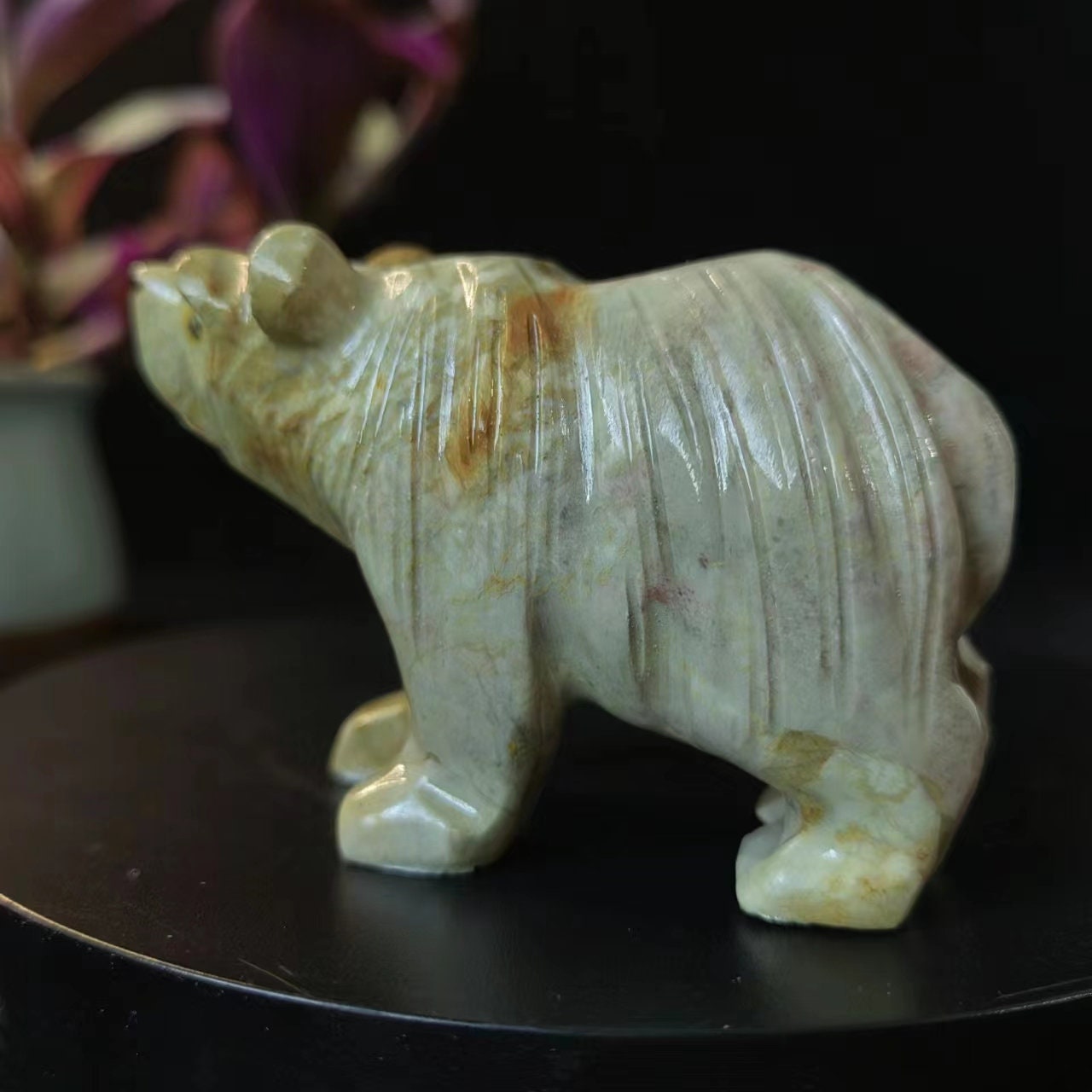 Natural Soap Stone Carved Bear Ornaments Crystal Healing Bear Otamus ...