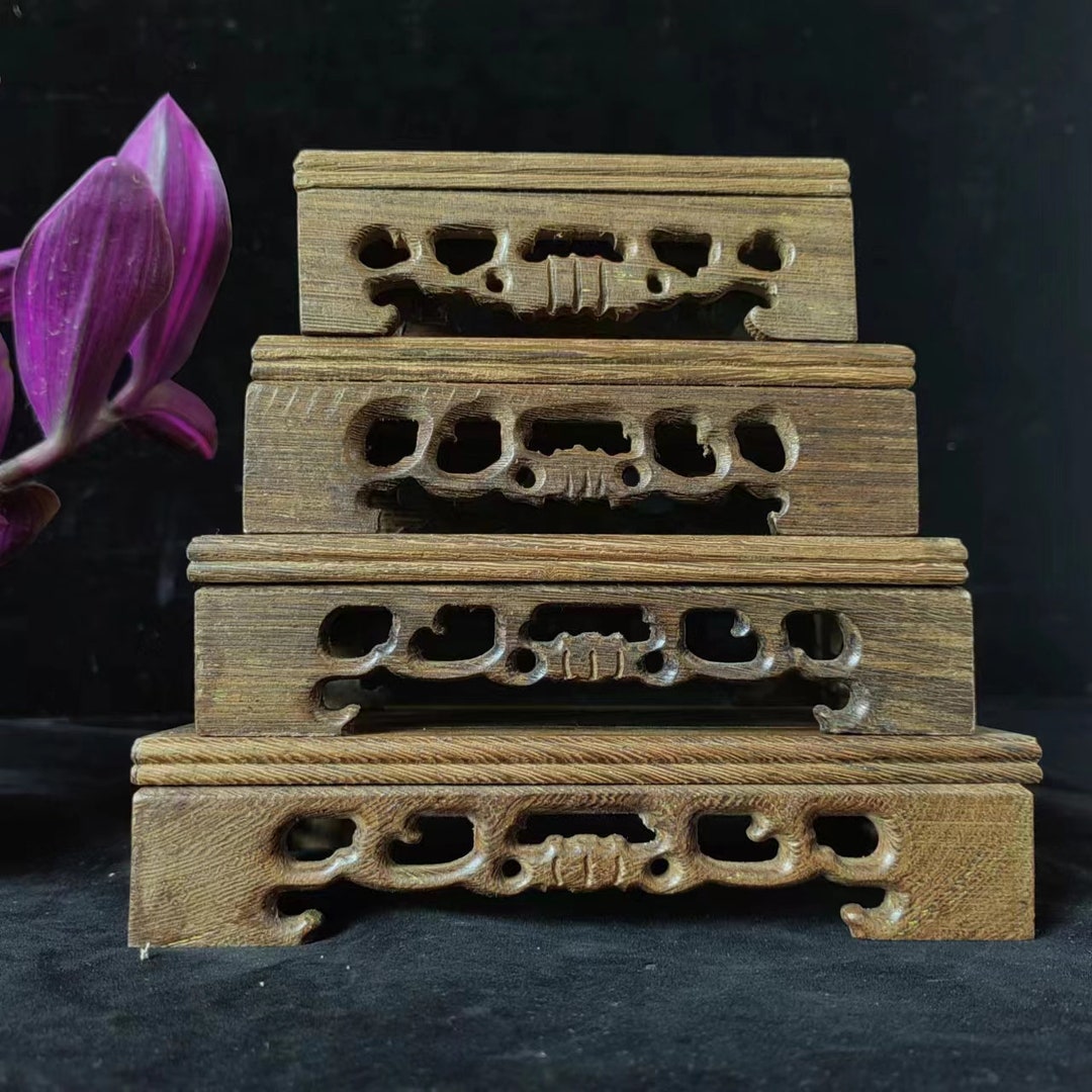 Natural Wood Retro Solid Wood Display Stand Teak Hardwood Plinth Base ...