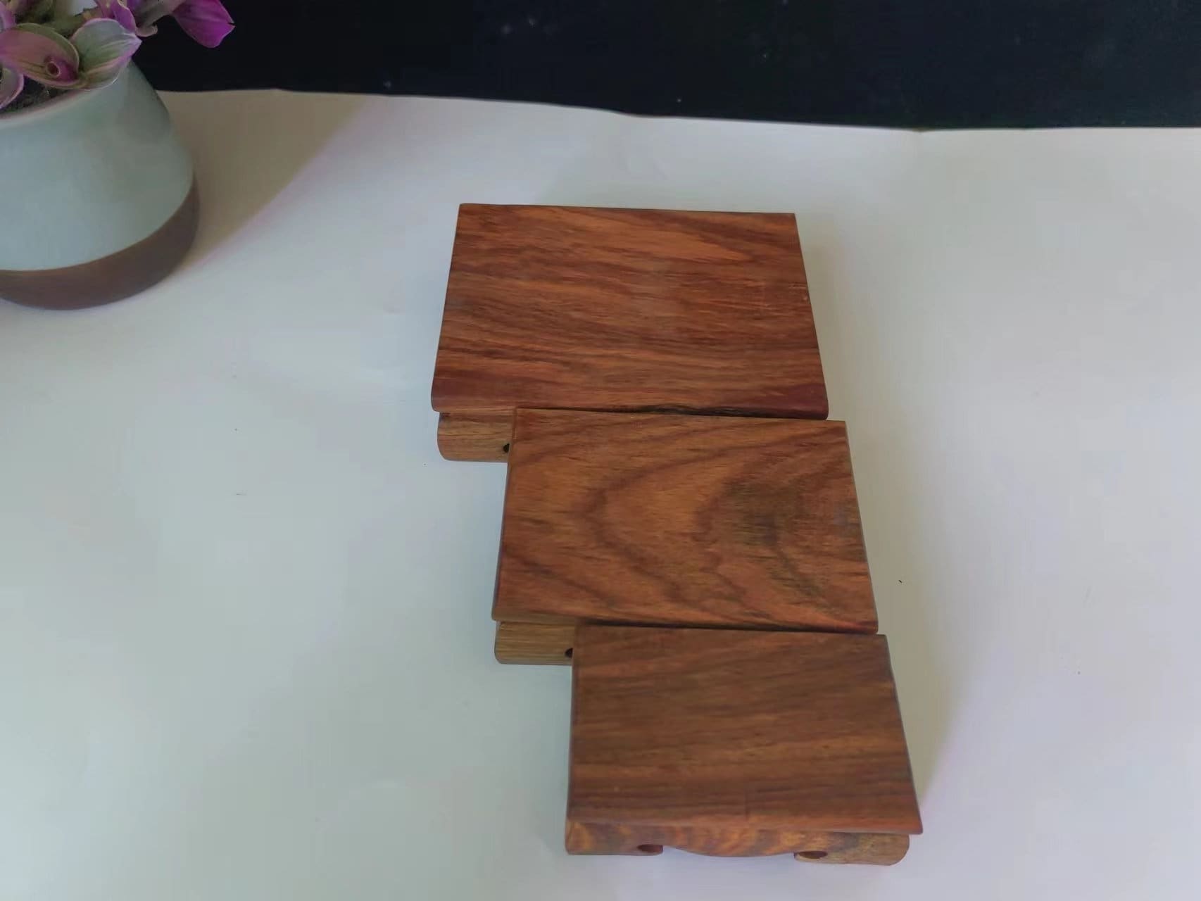 Medium High Leg Solid Wood Display Stand Teak, Hardwood Plinth Base ...