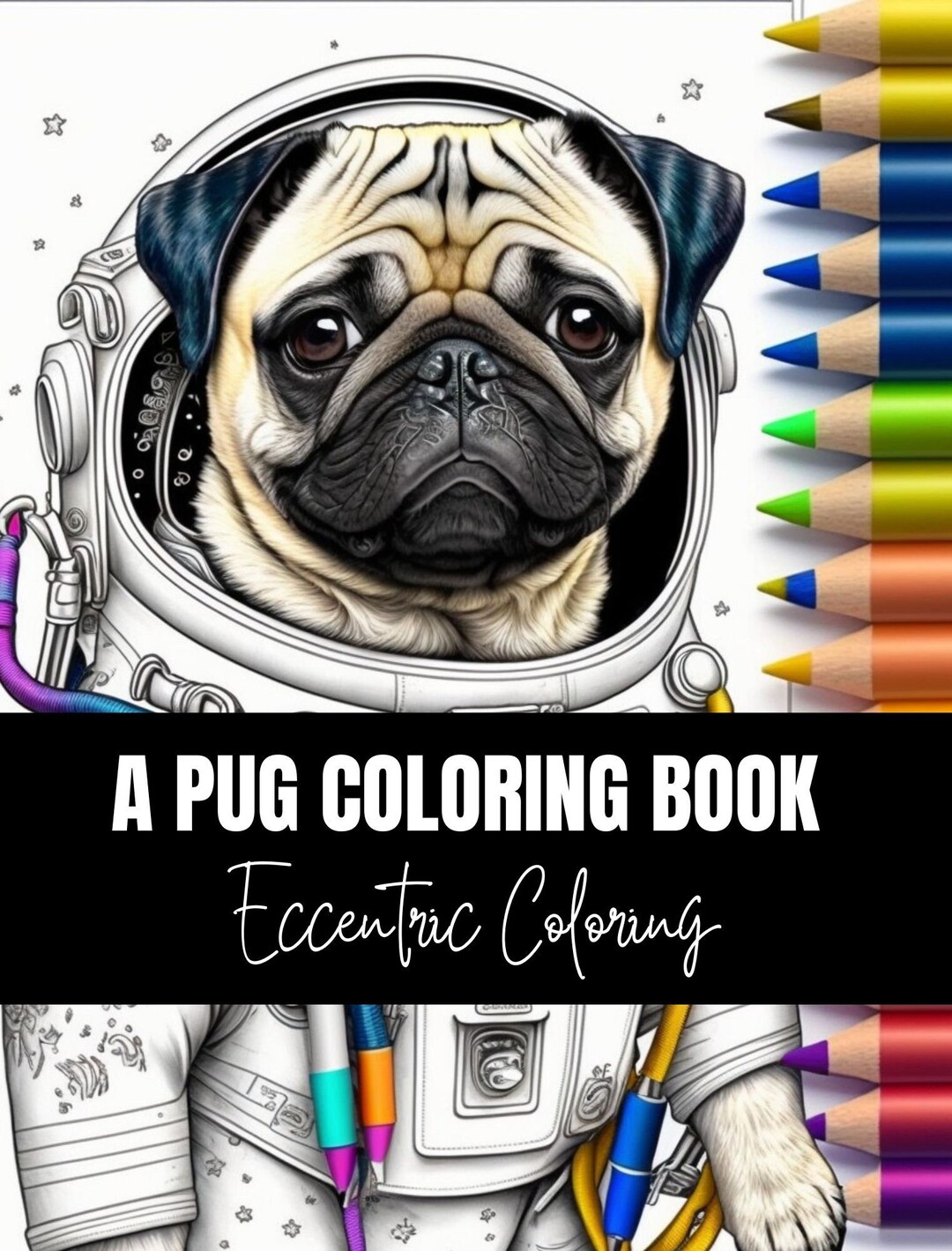 A Pug Dog Coloring Book Adult and Children Color Book Pet Colour ...