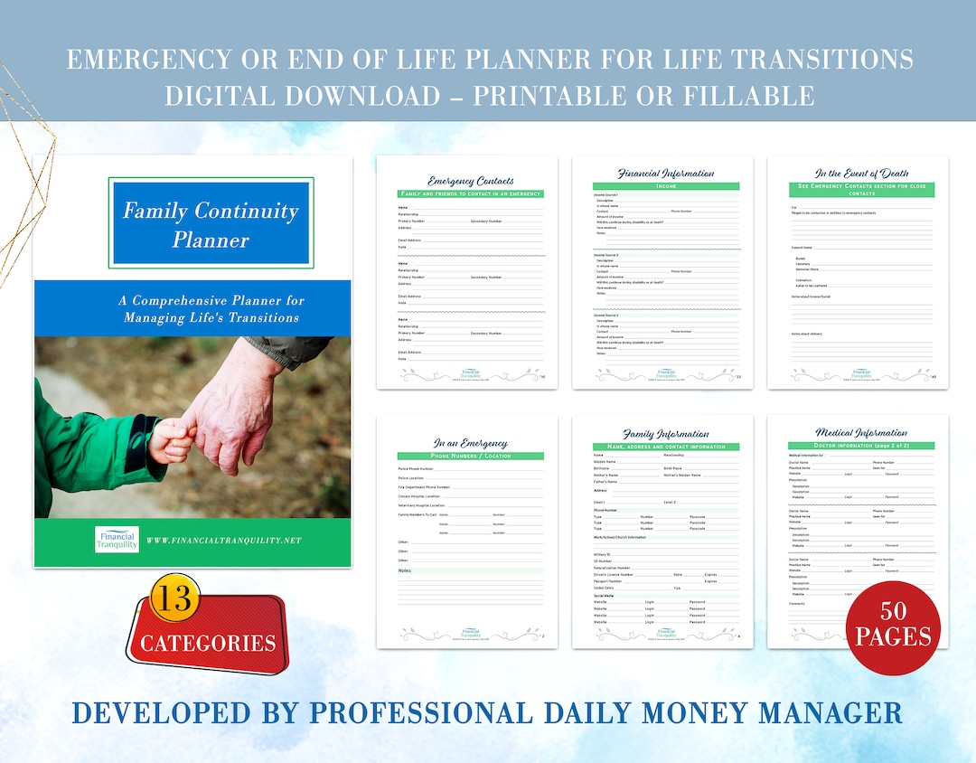Fillable End of Life Organizer, Comprehensive Emergency Planner, Easy ...