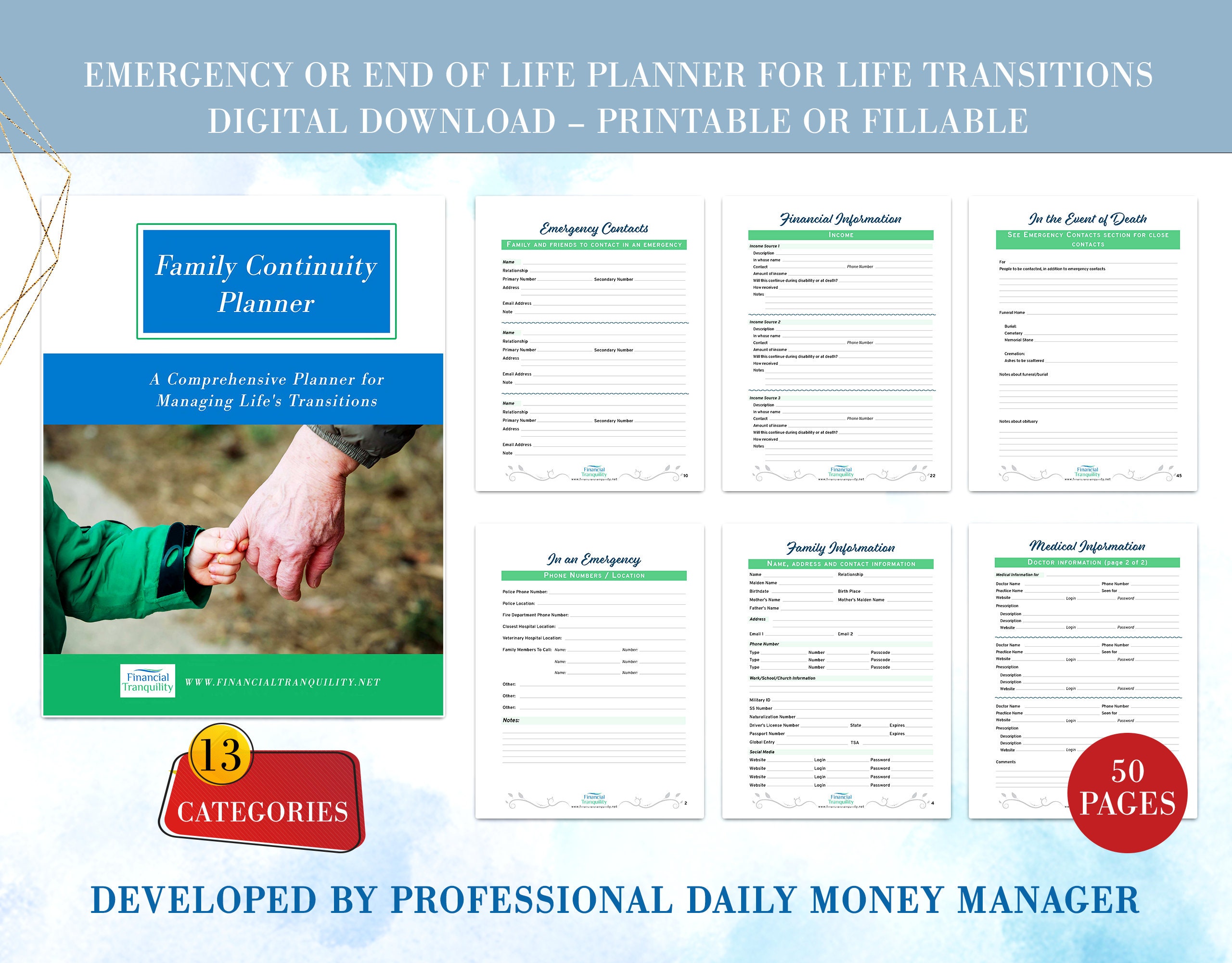 Fillable End of Life Organizer, Comprehensive Emergency Planner, Easy ...