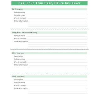 Insurance Checklist - (fillable). Track All Your Insurance - Car ...