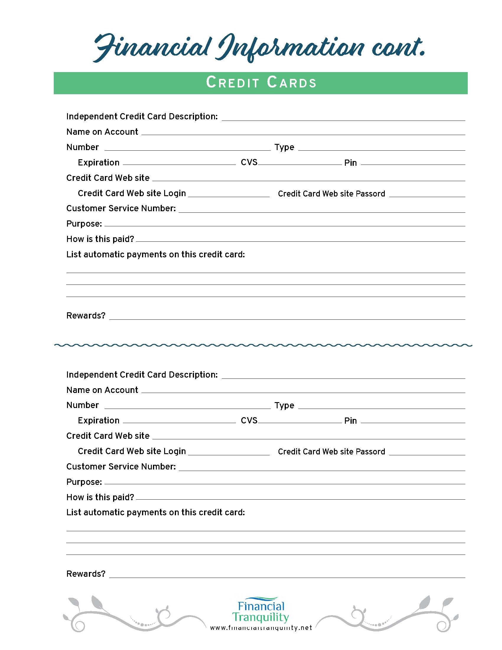 Financial Check List (fillable). End of Life Financial Iinfo. Track ...