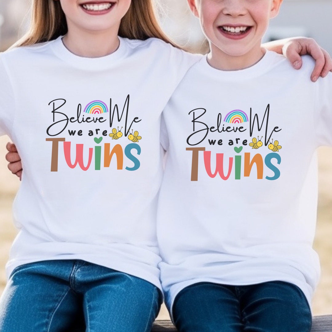 Matching Twin Shirt, Birthday Twin Gift, Funny Twinning White Tee, Cute Teen T-shirt, Twin ...