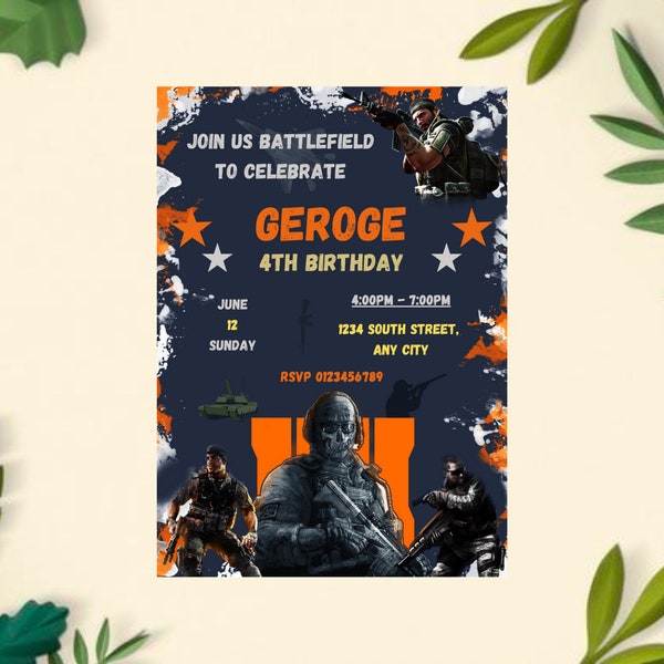 Call of Duty Birthday Invitations - Etsy