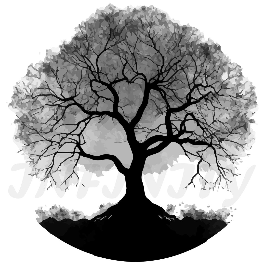 Tree of Life Grayscale Image for Laser Engraving or Digital Printing ...