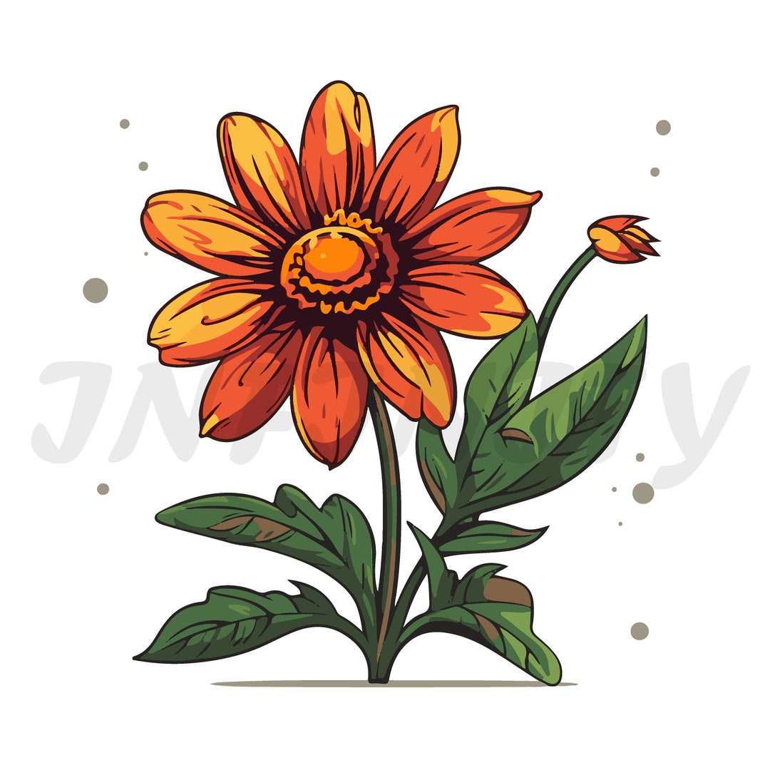 Flower in Color Clip Art Laser Engraving, Printing, Stamping, Sticker ...