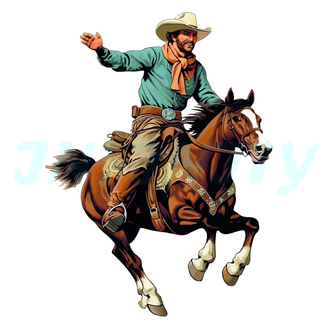 Wild West Cowboy Logo Clip Art Color Image for Laser Engraving or ...