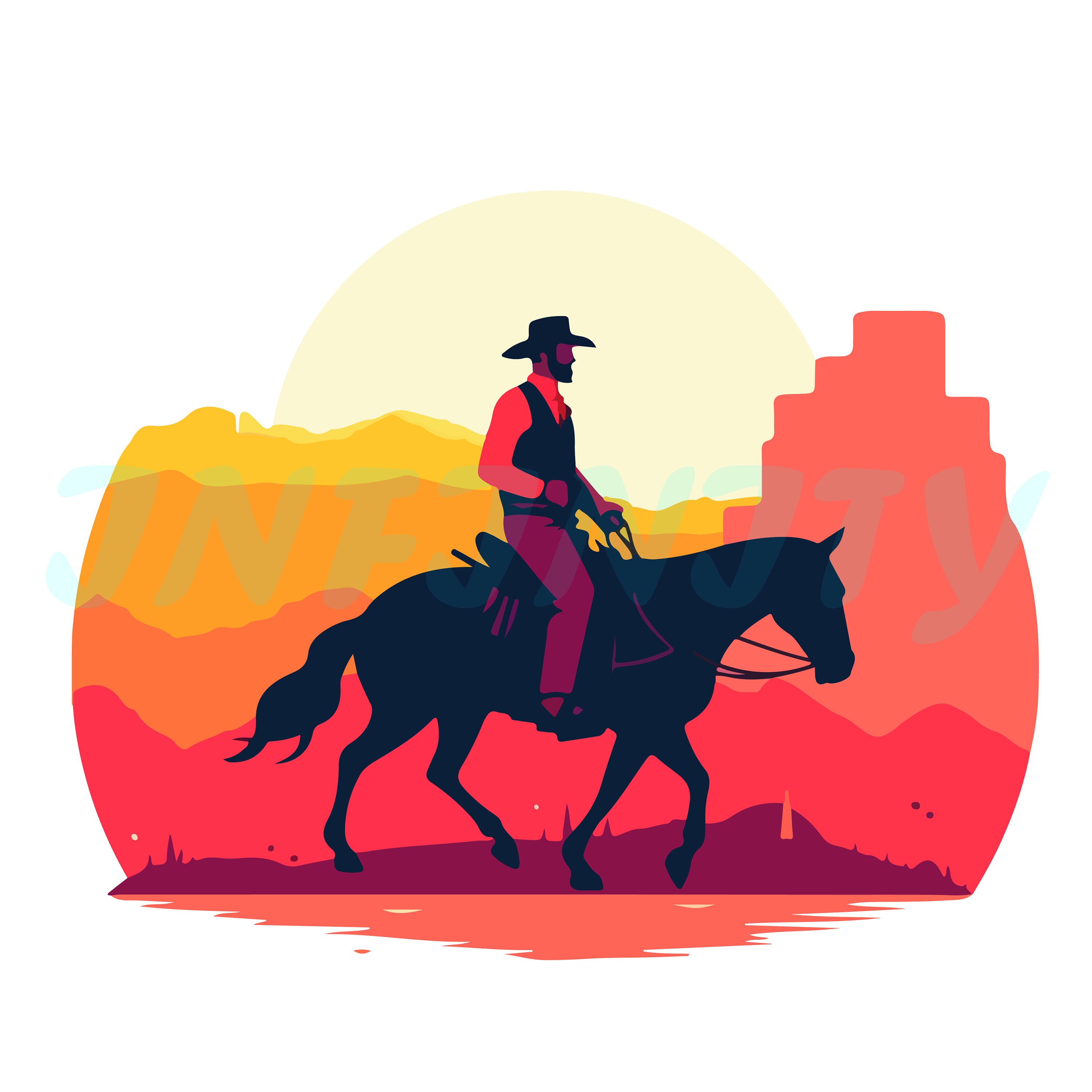 Wild West Cowboy Logo Clip Art Color Image for Laser Engraving or ...