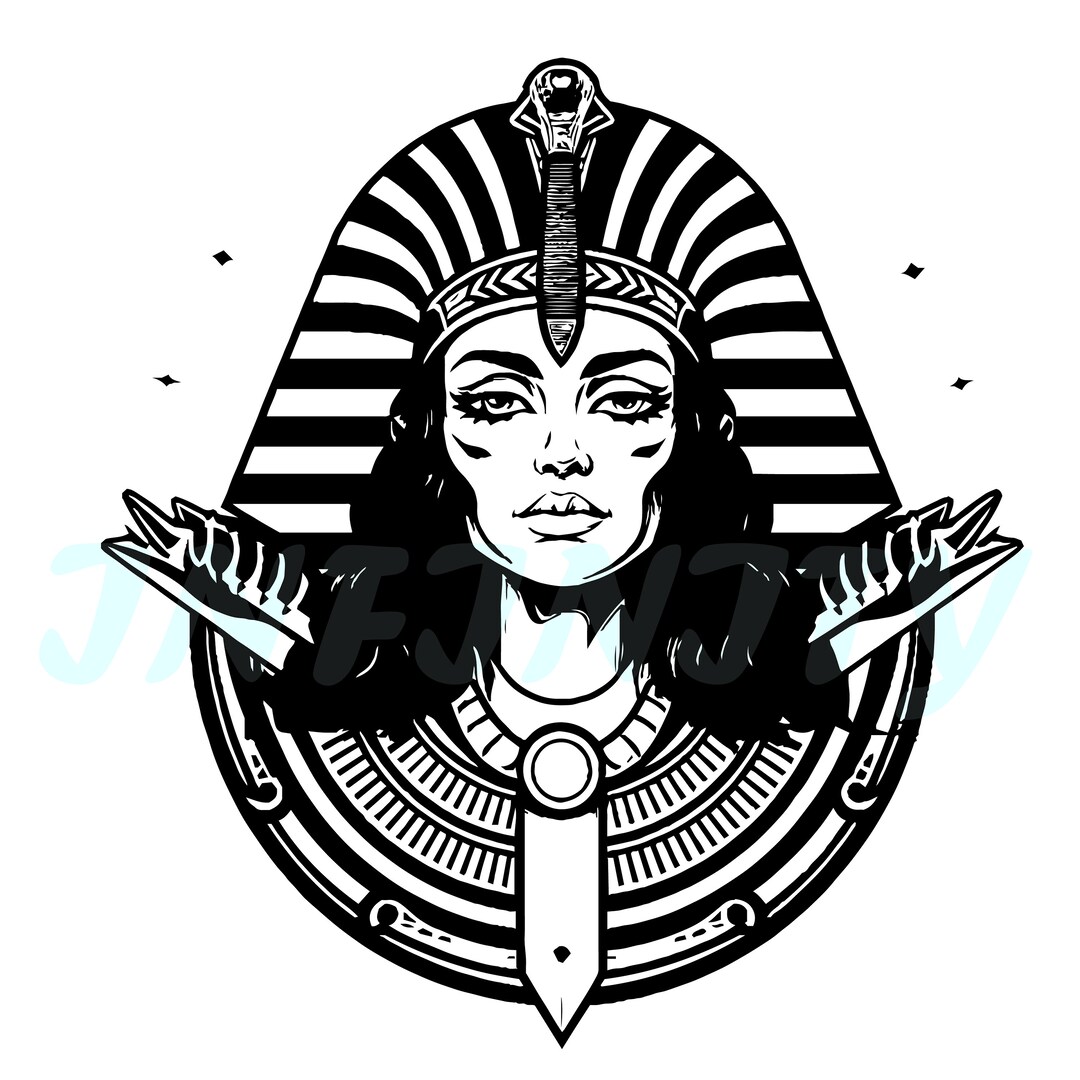 Black and White Egypt Cleopatra Logo for Laser Engraving or Digital ...