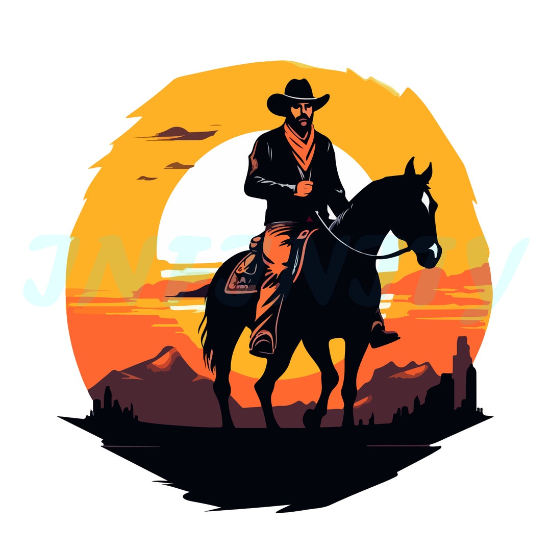 Wild West Cowboy Logo Clip Art Color Image for Laser Engraving or ...