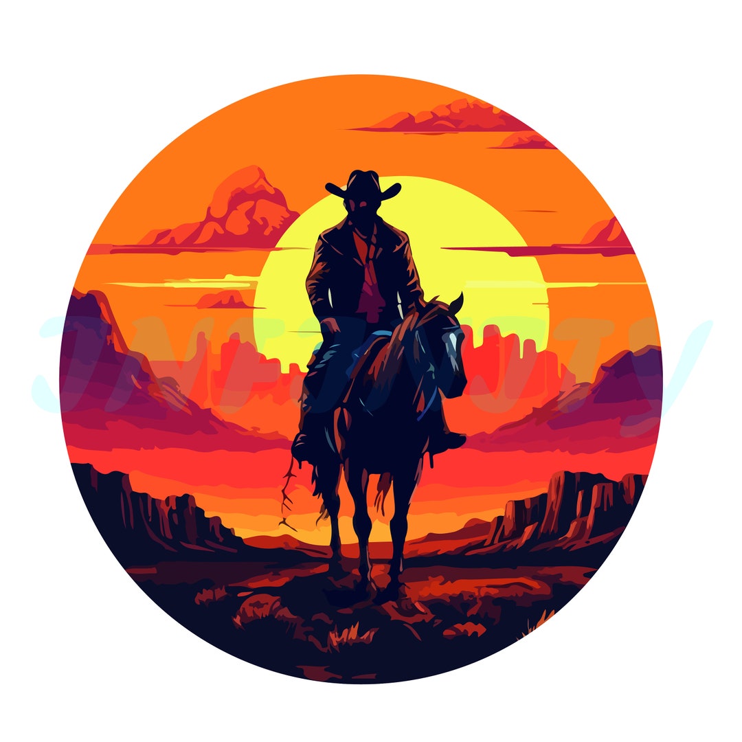 Wild West Cowboy Logo Clip Art Color Image for Laser Engraving or ...