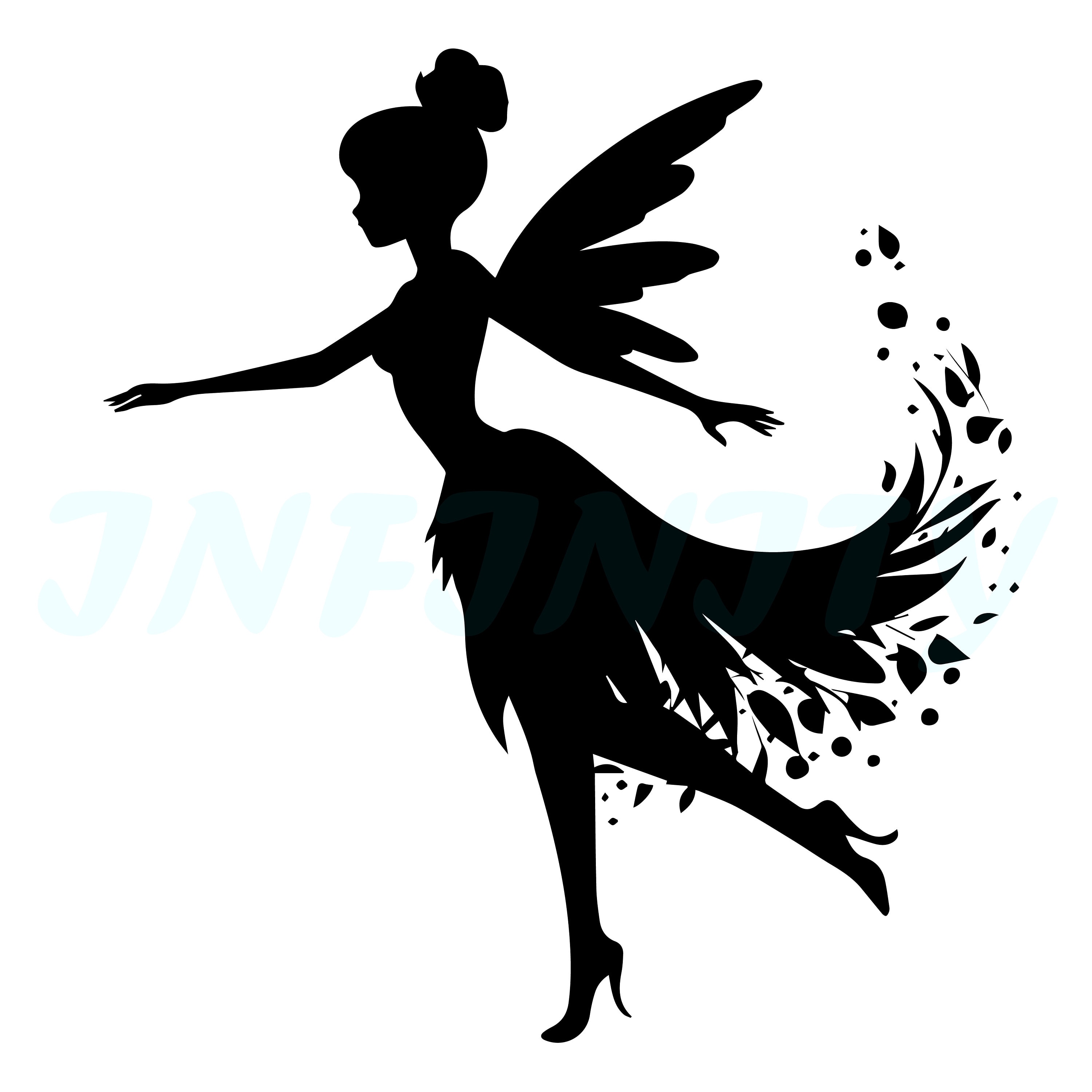 Tinker Bell Logo Silhouette Black and White Image Laser Engraving ...