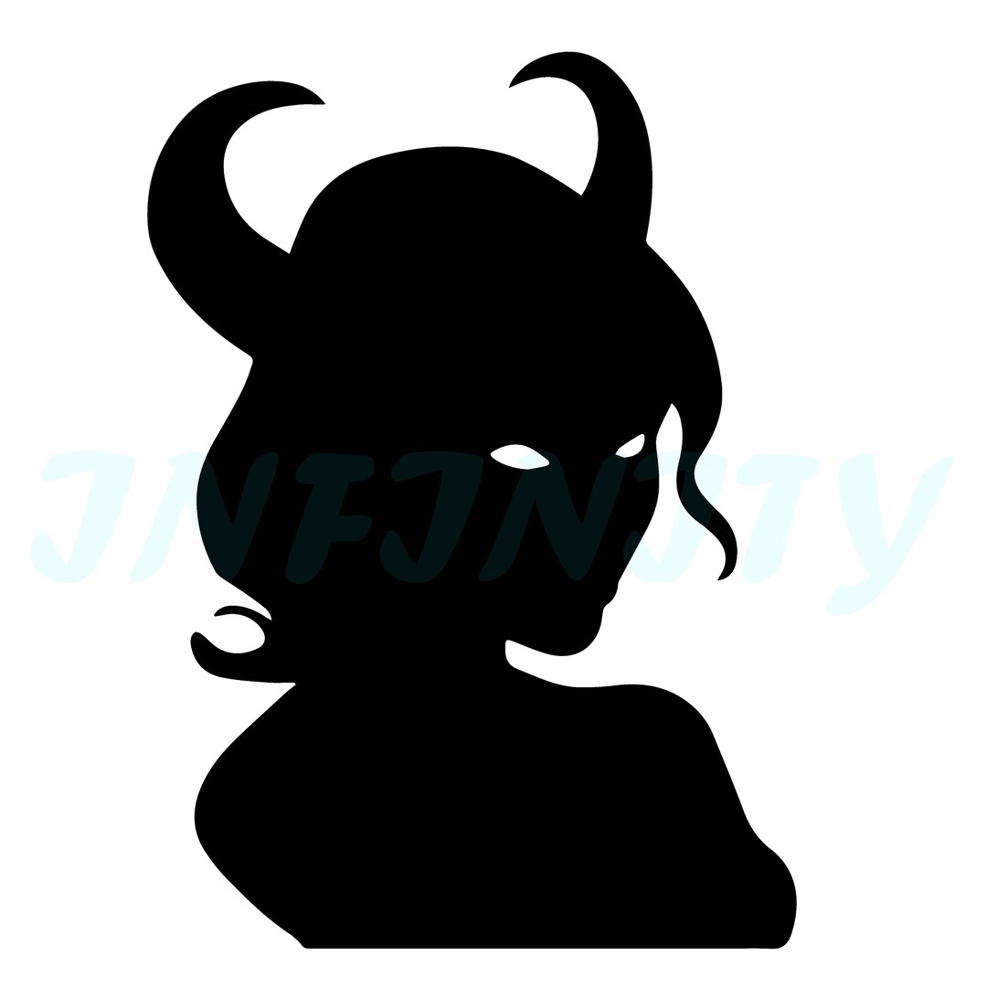 Black and White Devil Silhouette, Print, Stamping, Sticker Digital ...