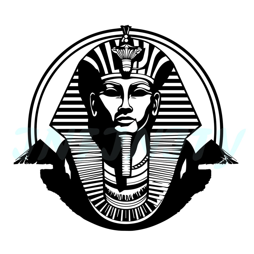 Black and White Pharaoh Egypt Logo for Laser Engraving or Digital ...