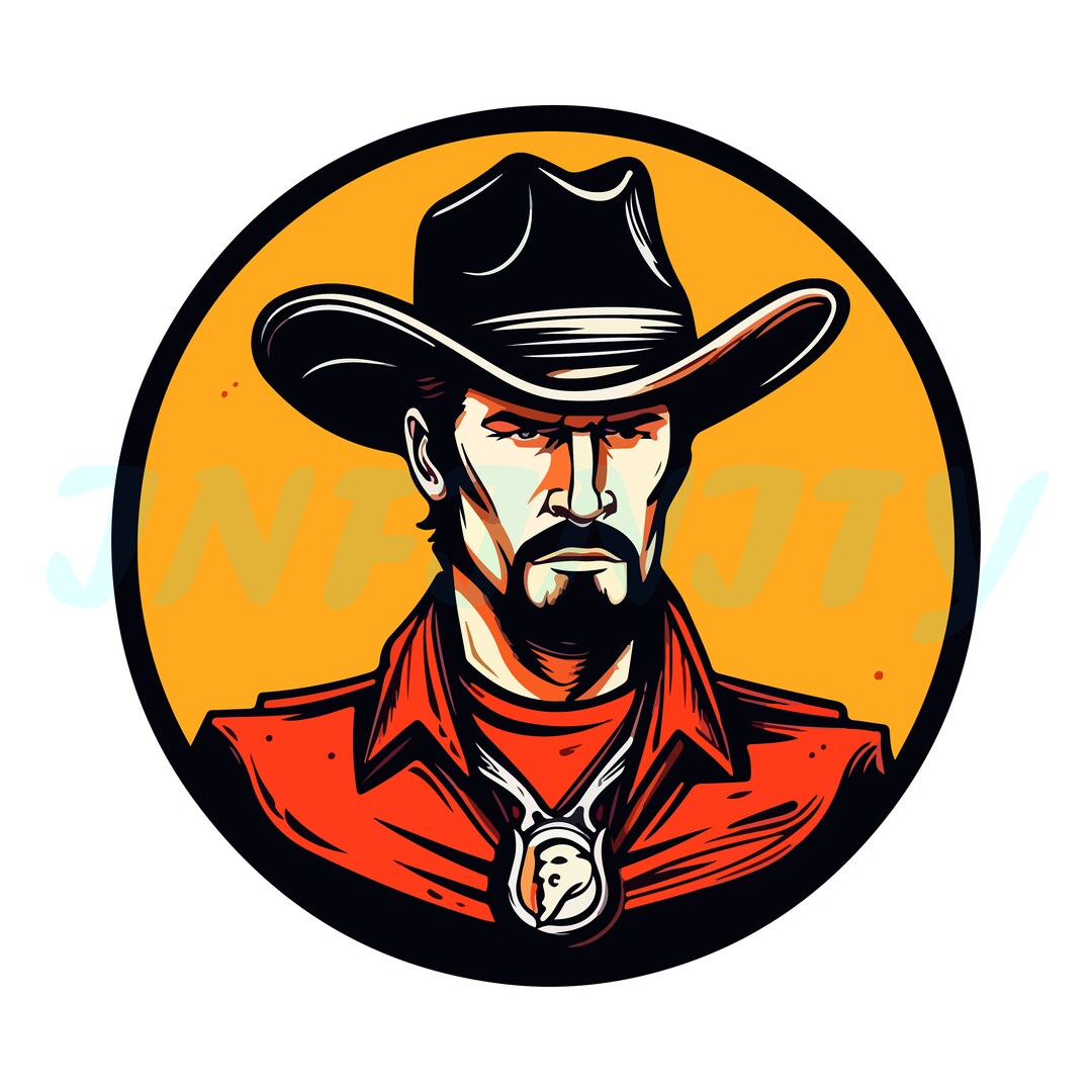 Wild West Cowboy Logo Clip Art Color Image for Laser Engraving or ...