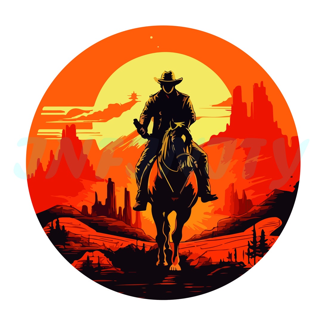 Wild West Cowboy Logo Clip Art Color Image for Laser Engraving or ...