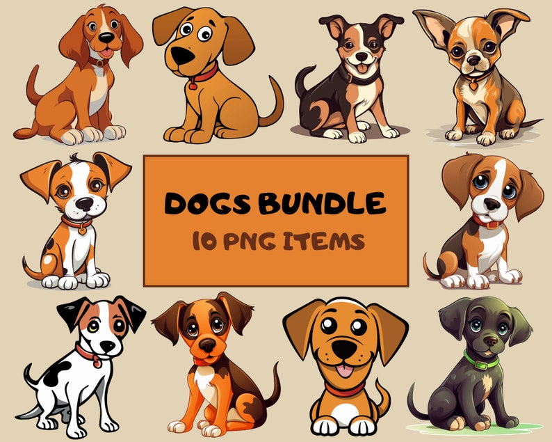 10 Dog Clipart Bundle Pack for Printing and Crafting Digital Download ...