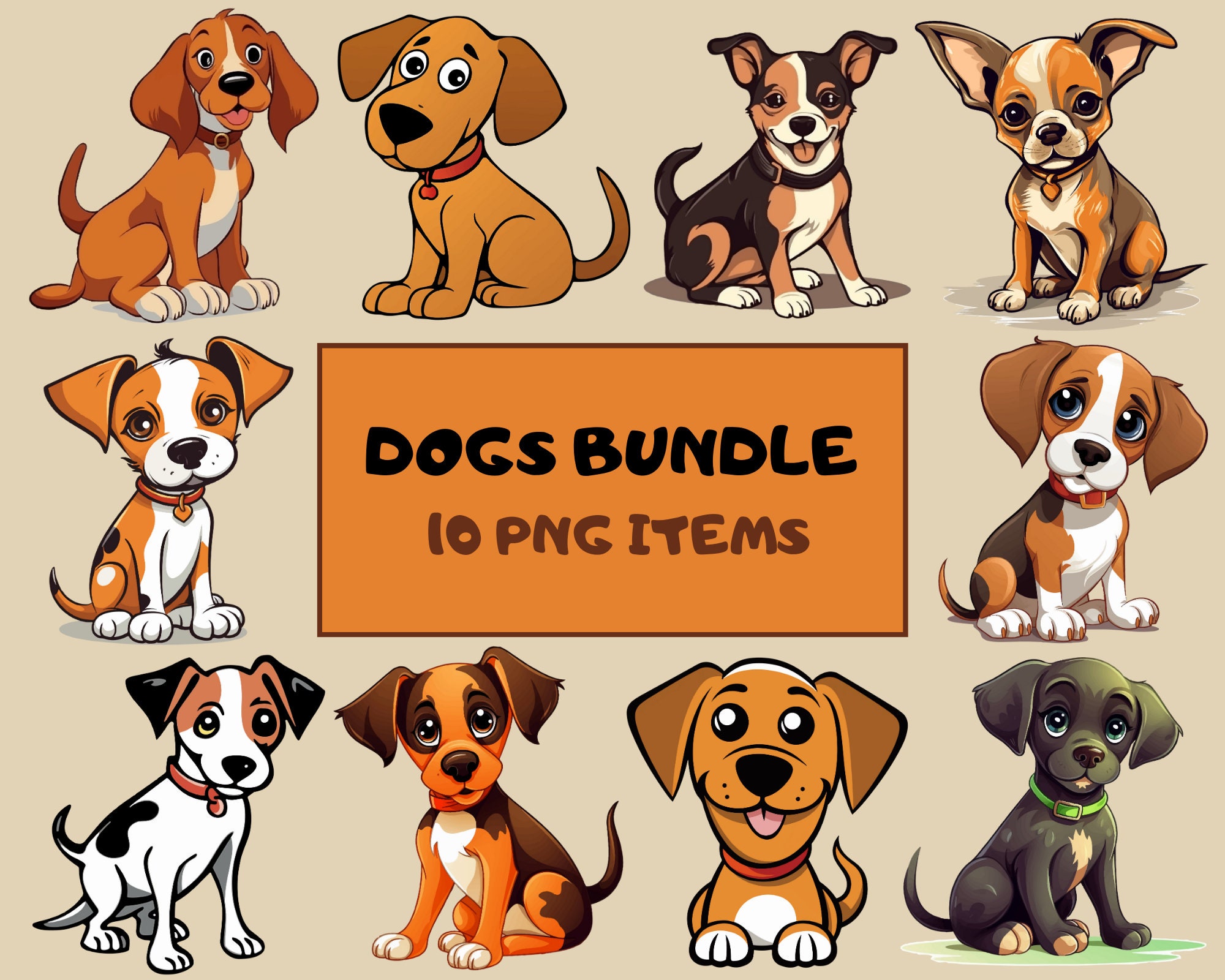 10 Dog Clipart Bundle Pack for Printing and Crafting Digital Download ...