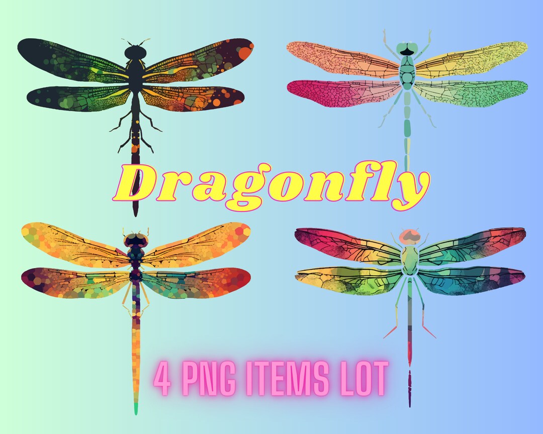 Lot of 4 Dragonfly Clipart, Printing, Stamping Instant Digital Download ...