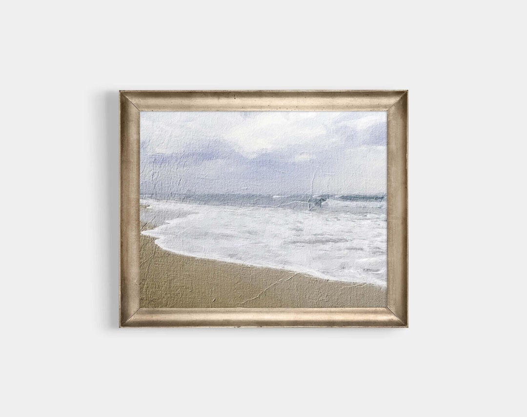 Painting of A Stormy Beach, Printable Wall Art, Vintage Beach Print ...