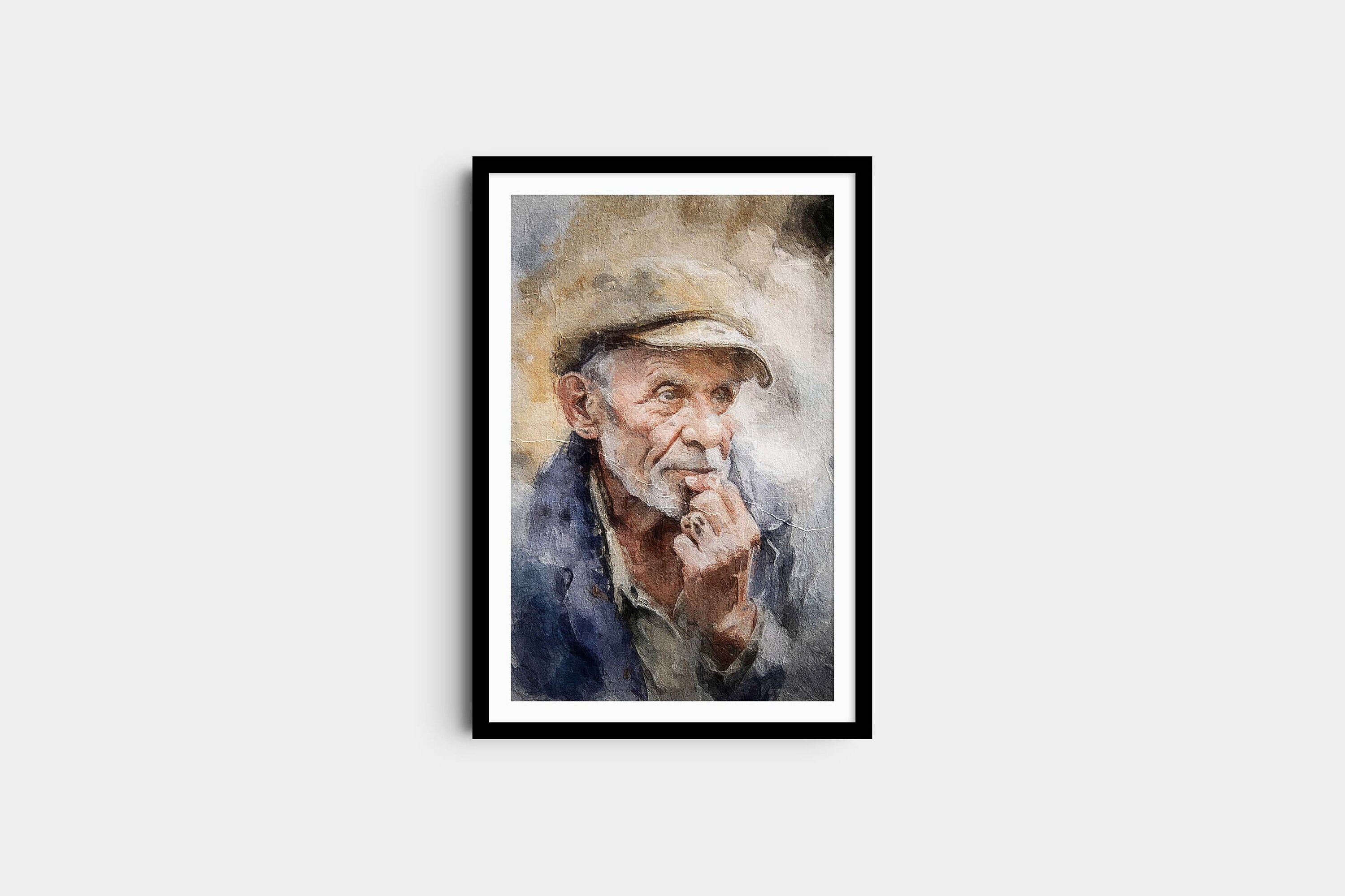 Portrait of A Thinking Man, Printable Wall Art, Vintage Farmhouse Style ...