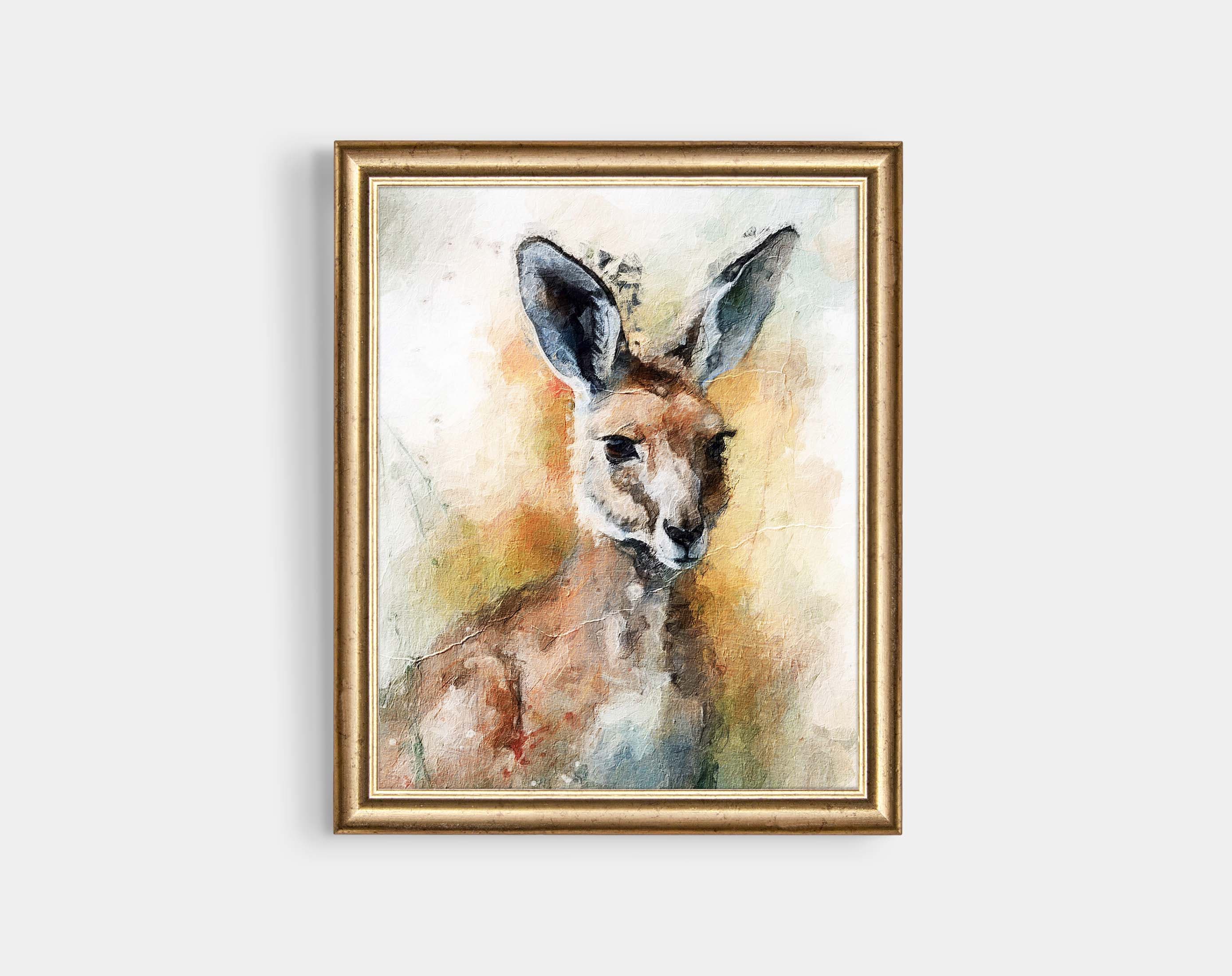Young Kangaroo Oil Painting Printable Wall Art Vintage - Etsy