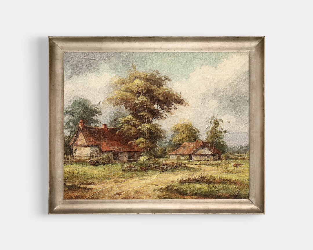 Old German Farm Painting, Printable Wall Art, Vintage Farmhouse Style ...
