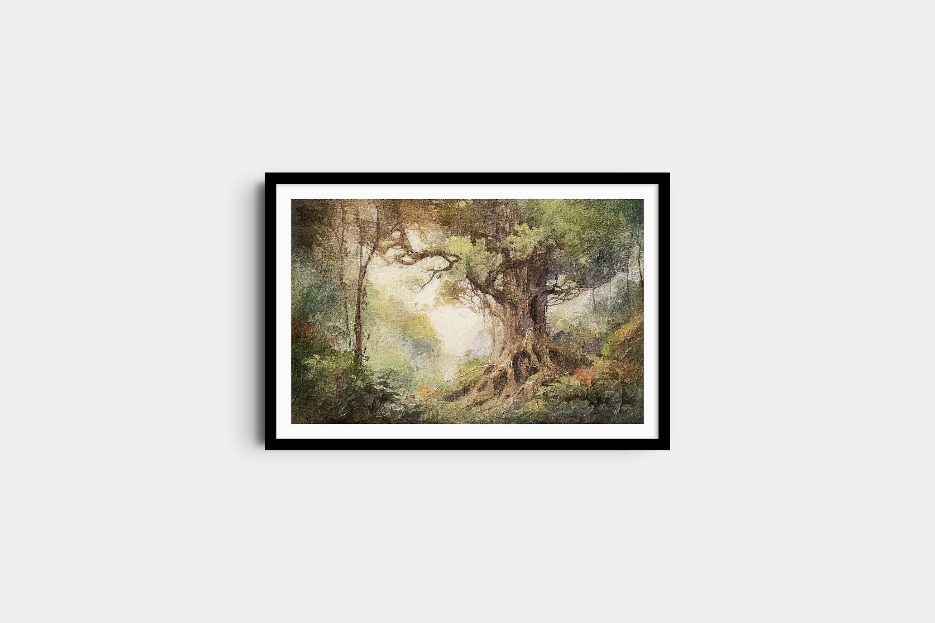 Cottage Art Prints, Old Gnarled Oak, Cottage Wall Art, Oak Tree ...