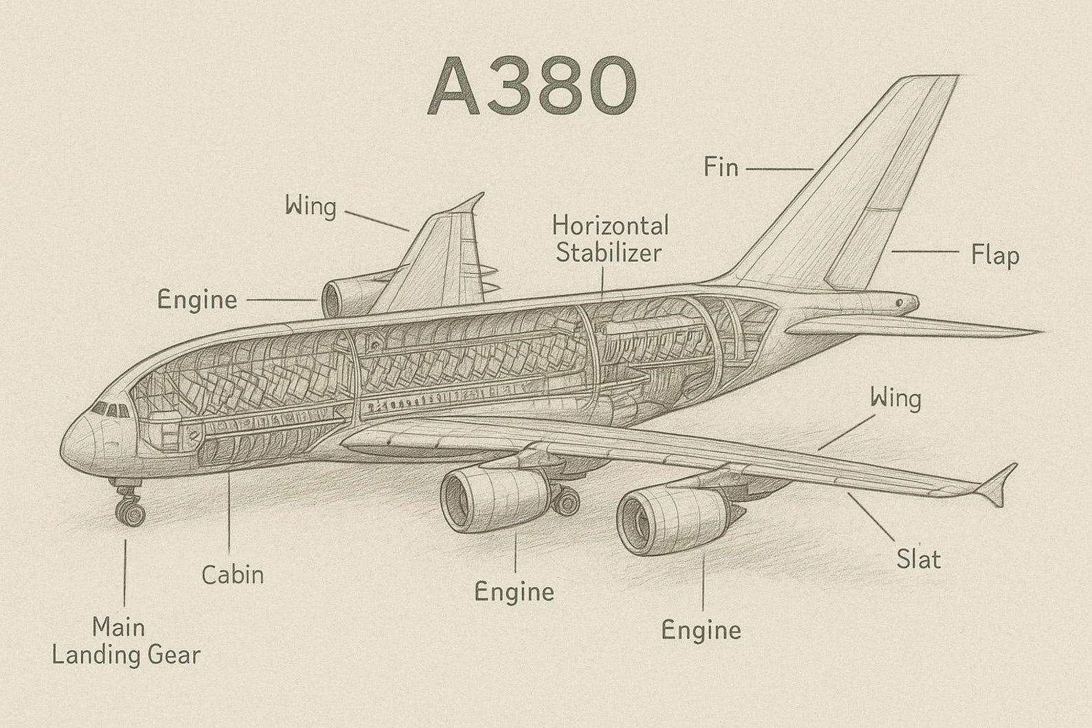 Airbus A380 Cutaway Blueprint, Aviation Wall Art (digital Download) - Etsy