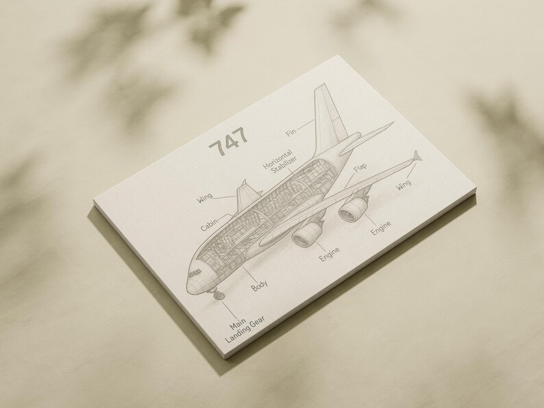 Boeing 747 Cross Section Blueprint, Aviation Wall Art (digital Download ...