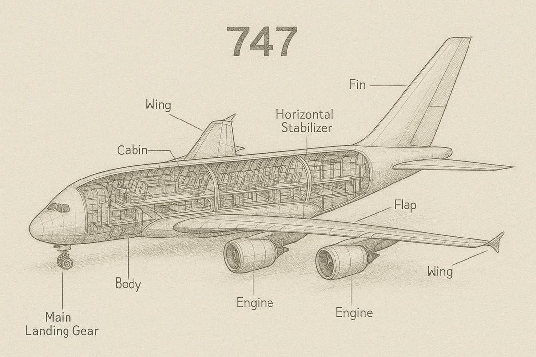 Boeing 747 Cross Section Blueprint, Aviation Wall Art (digital Download ...